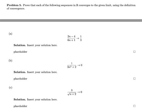 Solved Problem Prove That Each Of The Following Sequences Chegg