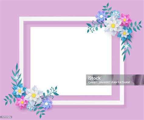 파스텔 색조의 현실적인 그림자가 있는 벡터 아트 디자인에서 자른 꽃 종이 프레임 또는 공간 잡지 웹 쇼핑몰의 간판 및 기타에