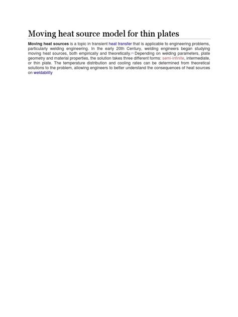 Moving Heat Source Model For Thin Plates Pdf
