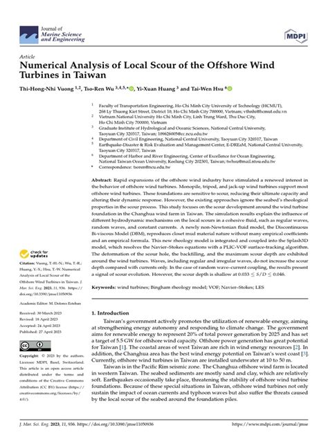 Numerical Analysis Of Local Scour Of The Offshore Pdf