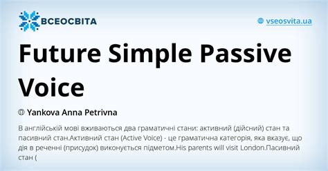 Future Simple Passive Voice Презентація English