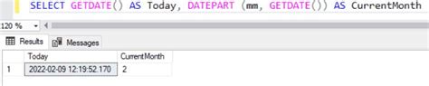 sql server datepart function