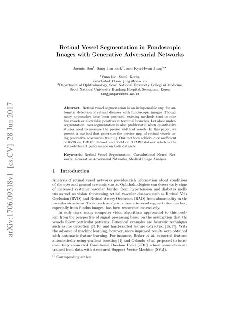 PDF Retinal Vessel Segmentation In Fundoscopic Images With Generative Adversarial Networks