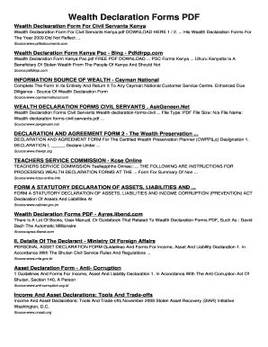 Fillable Online Wealth Declaration Forms PDF Wealth Declaration Forms Fax Email Print PdfFiller