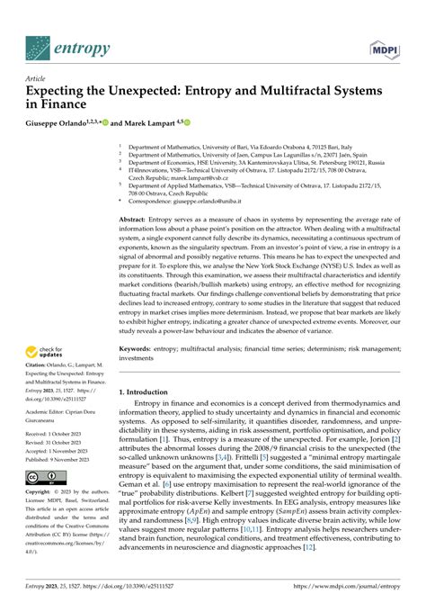 pdf expecting the unexpected entropy and multifractal systems in finance