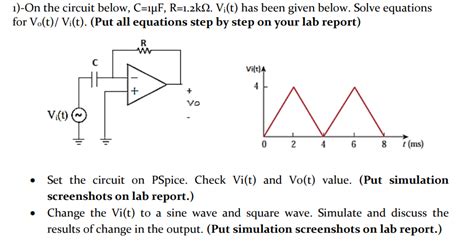solved on the circuit below c 1μf r 1 2kΩ vi t ﻿has been