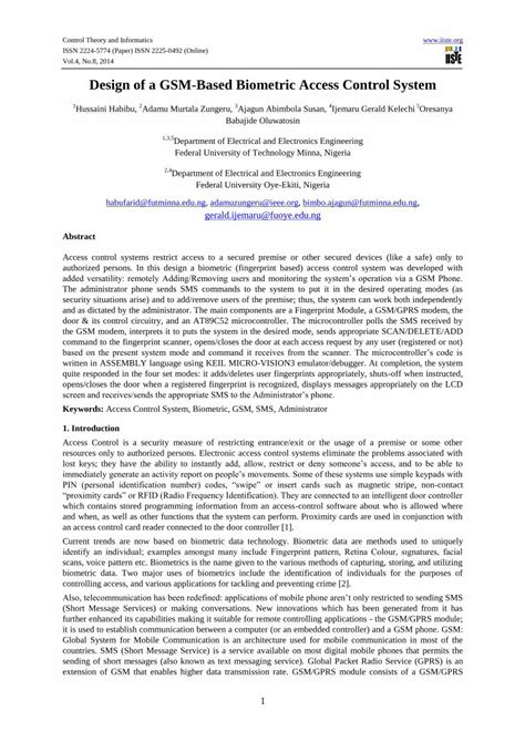 pdf design of a gsm based biometric access control system dokumen tips