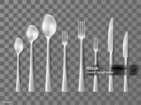 사실적인 은제품 금속 수저 식기 컬렉션 3d 숟가락 접시의 평면도 실버 나이프 스테인리스 포크 저녁 식사 서빙 개체 찻 숟가락