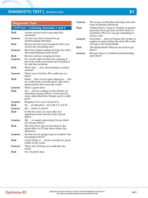 Opt B1 Diagnostic Test Audioscript Pdf