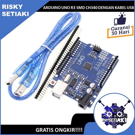 jual arduino uno r3 clone smd ch340 dengan kabel usb shopee indonesia