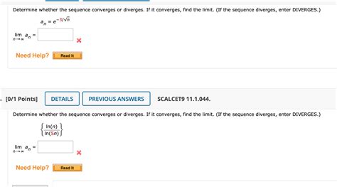 solved determine whether the sequence converges or diverges