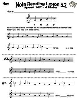 Beginning Band Note Reading Speed Tests By Nicole Brocke TpT