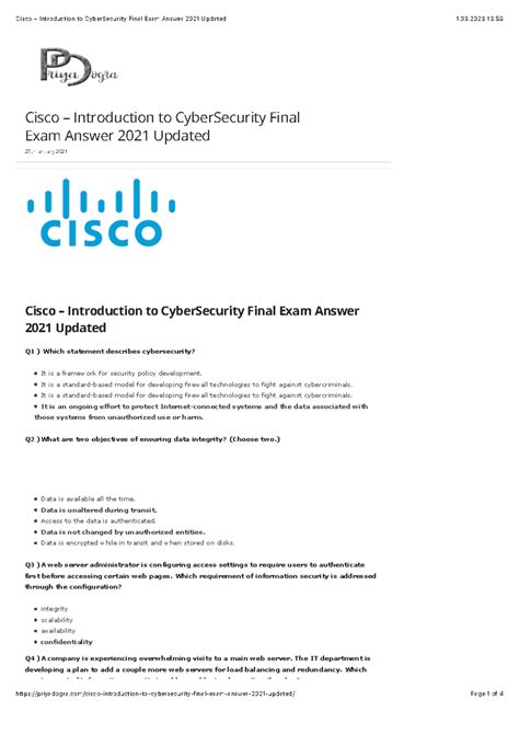 Cisco Introduction To Cyber Security Final Exam Answer 2021 Updated It Is A Standard Based