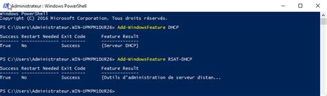 installation et configuration de dhcp en powershell