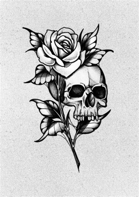 Skull Rose Tattoos Designs