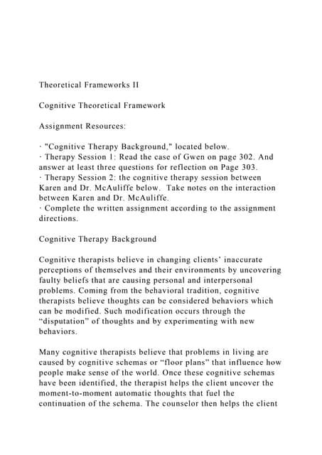Theoretical Frameworks Iicognitive Theoretical Framework Docx