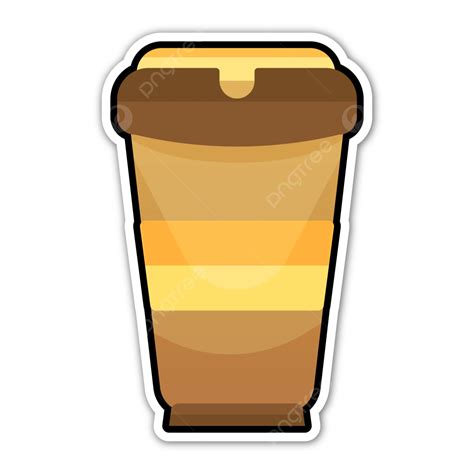 만화 일러스트 스티커 커피 테이크 아웃 컵 벡터 레이션 커피 테이크아웃 컵 상표 Png 일러스트 및 벡터 에 대한 무료