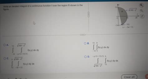 Solved White An Iterated Integral Of A Continuous Function F