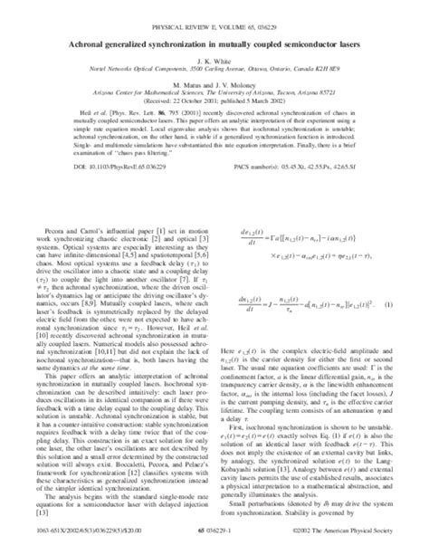 Pdf Achronal Generalized Synchronization In Mutually Coupled