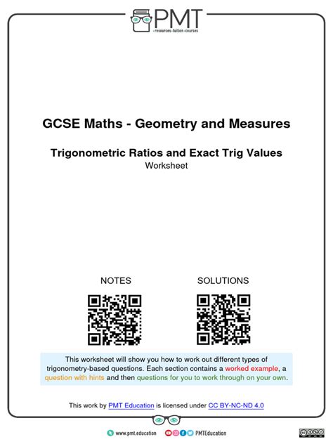 I Trigonometric Ratios And Exact Trig Values Pdf Triangle