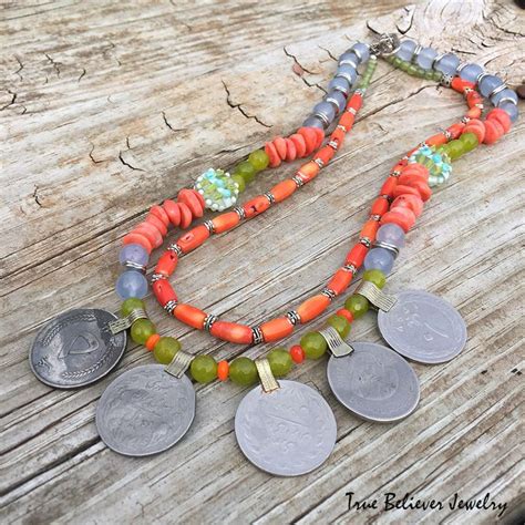Leaves Of Grass Kuchi Coin Necklace Coin Necklace Necklace Beaded