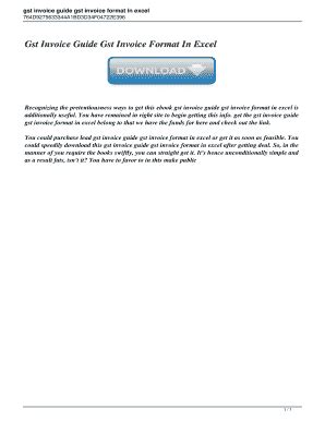 Fillable Online Gst Invoice Guide Gst Invoice Format In Excel Gst