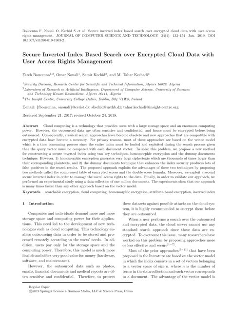 Pdf Secure Inverted Index Based Search Over Encrypted Cloud Data With User Access Rights