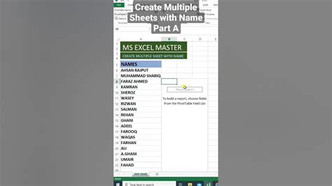 Create Multiple Sheets With Name Part A Exceltutorial Excelshorts Youtubeshorts Shorts Youtube