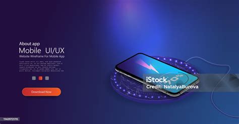 스마트폰 배터리의 무선 충전 미래 개념입니다 휴대 전화의 배터리 충전의 진행 파란색 배경에 무선 충전 기술 개념입니다 무선 충전기에 대한 스톡 벡터 아트 및 기타 이미지