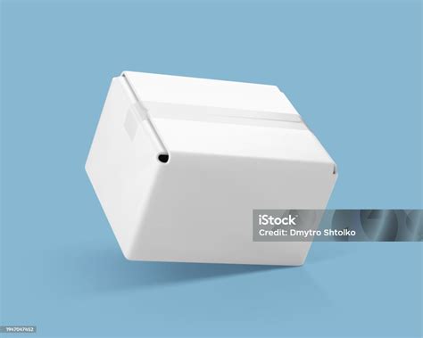 3d 골 판지는 파란색 배경에 고립 된 상자를 닫았습니다 배달화물 상자 골판지 상자 또는 배송 패키지 벡터 3d 일러스트 레이 션 0명에 대한 스톡 벡터 아트 및 기타