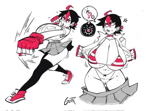 Gerph Gluco Charin Gerph Original Skarpworld Highres Anger Vein Angry Body Freckles