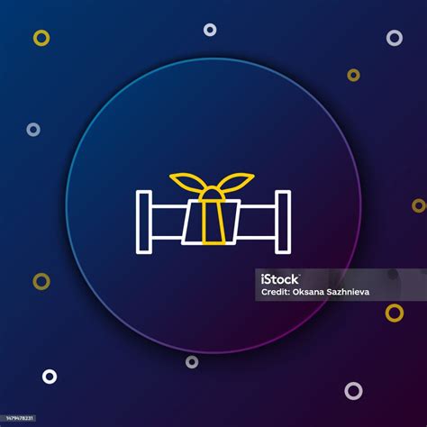 라인 산업 금속 파이프 아이콘은 파란색 배경에 격리되어 있습니다 다른 모양의 배관 파이프 라인 부품 다채로운 개요 개념입니다