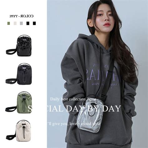 데일리나인 무료배송 DNyne 여성 포올 미니 크로스백 타포린 나일론 힙색 미니백 여권가방 여행 스트링 미니크로스백 여자 가방