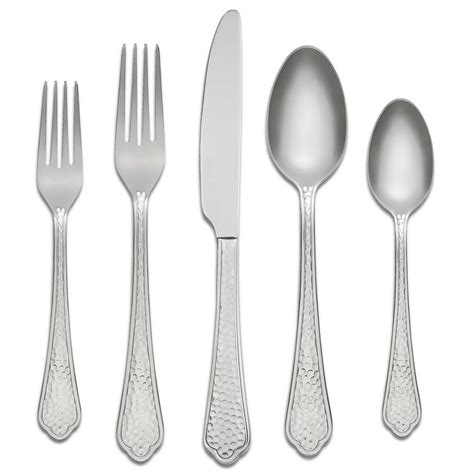 Farberware Pepper Mirror Hammered 45 Piece Flatware Set 331645ds The