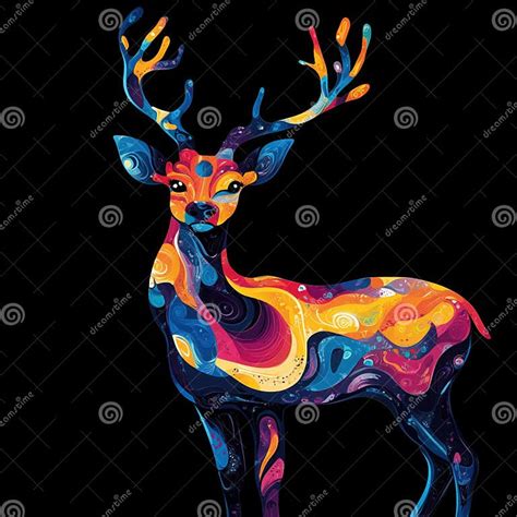 Wildlife Art And Nature Colorful Deer Illustration Colorful Deer Art