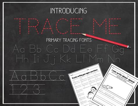 Alphabet Tracing Fonts Primary Font TRACE ME Lined And Unlined Tracing Fonts Etsy