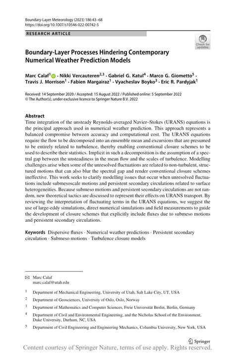 Boundary Layer Processes Hindering Contemporary Numerical Weather