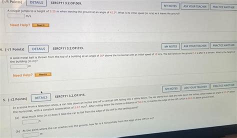 Solved [ 1 Points] Details Sercp11 3 2 Op 009 My Notes Ask