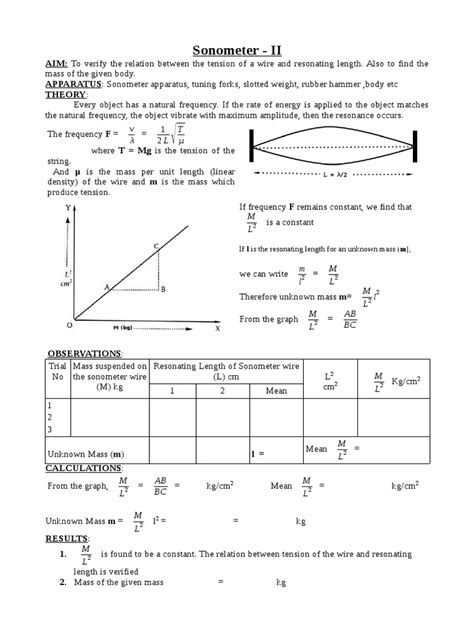 Hsslive Xi Physics Lab Sonometer 2 Pdf Resonance Tension Physics