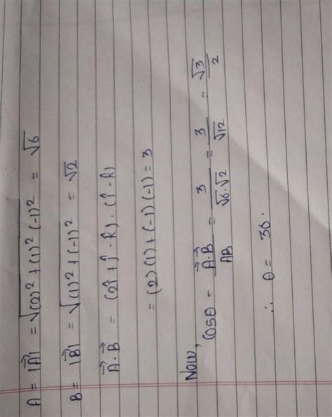 Find The Angle Between Two Vectors A I J K And B I K EduRev Class Question