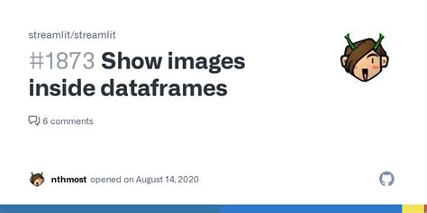 Show Images Inside Dataframes · Issue 1873 · Streamlitstreamlit · Github