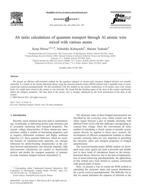 Pdf Ab Initio Calculations Of Quantum Transport Through Al Atomic