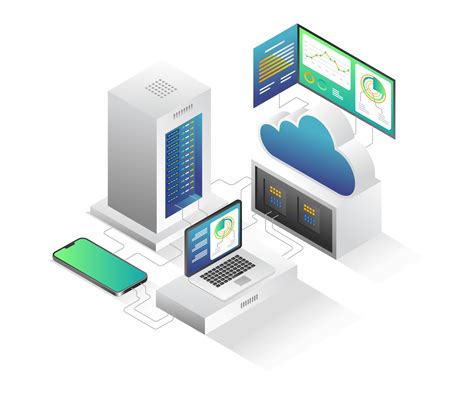 Flat Isometric Illustration Cloud Server Analysis Computer 15593264 Vector Art At Vecteezy