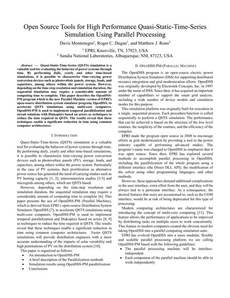 Pdf Open Source Tools For High Performance Quasi Static Time Series Simulation Using Parallel