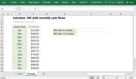 How To Use Irr Function In Excel