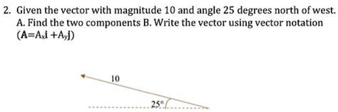 SOLVED: please explain the process throughly 2. Given the vector with magnitude 10 and angle 25 ...