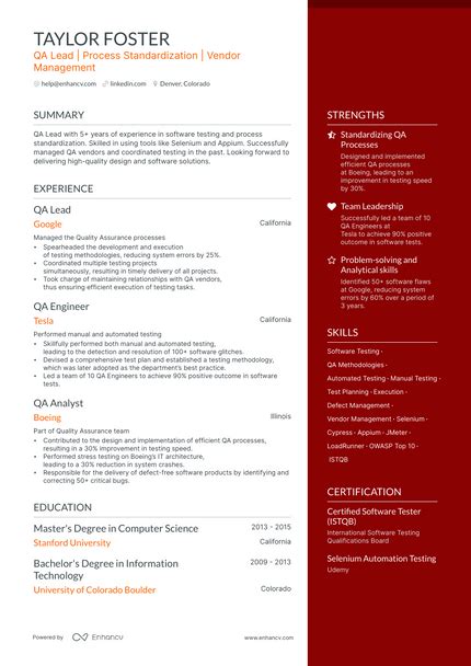 5 Qa Lead Resume Examples And Guide For 2023
