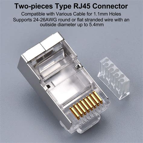 Zoerax Cat6 Rj45 Connector Two Piece Design Modular Network Plug Connector 8p8c For Network Rj