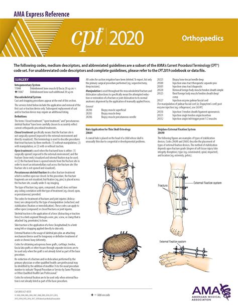 Orthopaedics Cpt 2020 Express Reference Coding Card