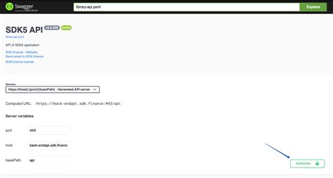 Authorization Via Api In Swagger Sdkfinance